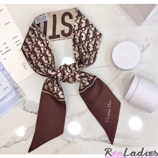 Dior Silk Bandeau 104x7cm D2064 Burgundy 2020