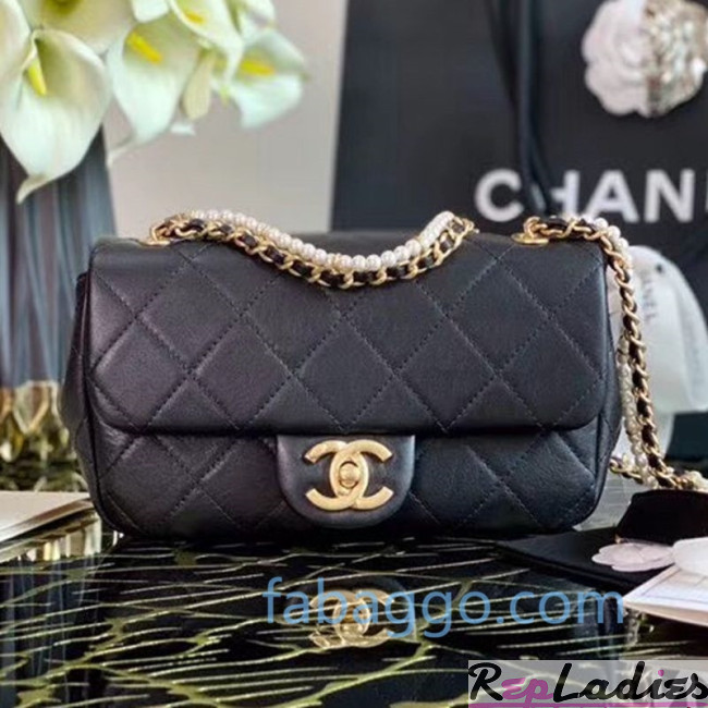 Chanel Quilted Calfskin Flap Bag with Pearl and Chain Strap AS2210 ...